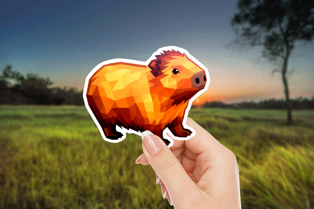 Pixelated Capybara Sticker Water-resistant Sticker for Laptops ...