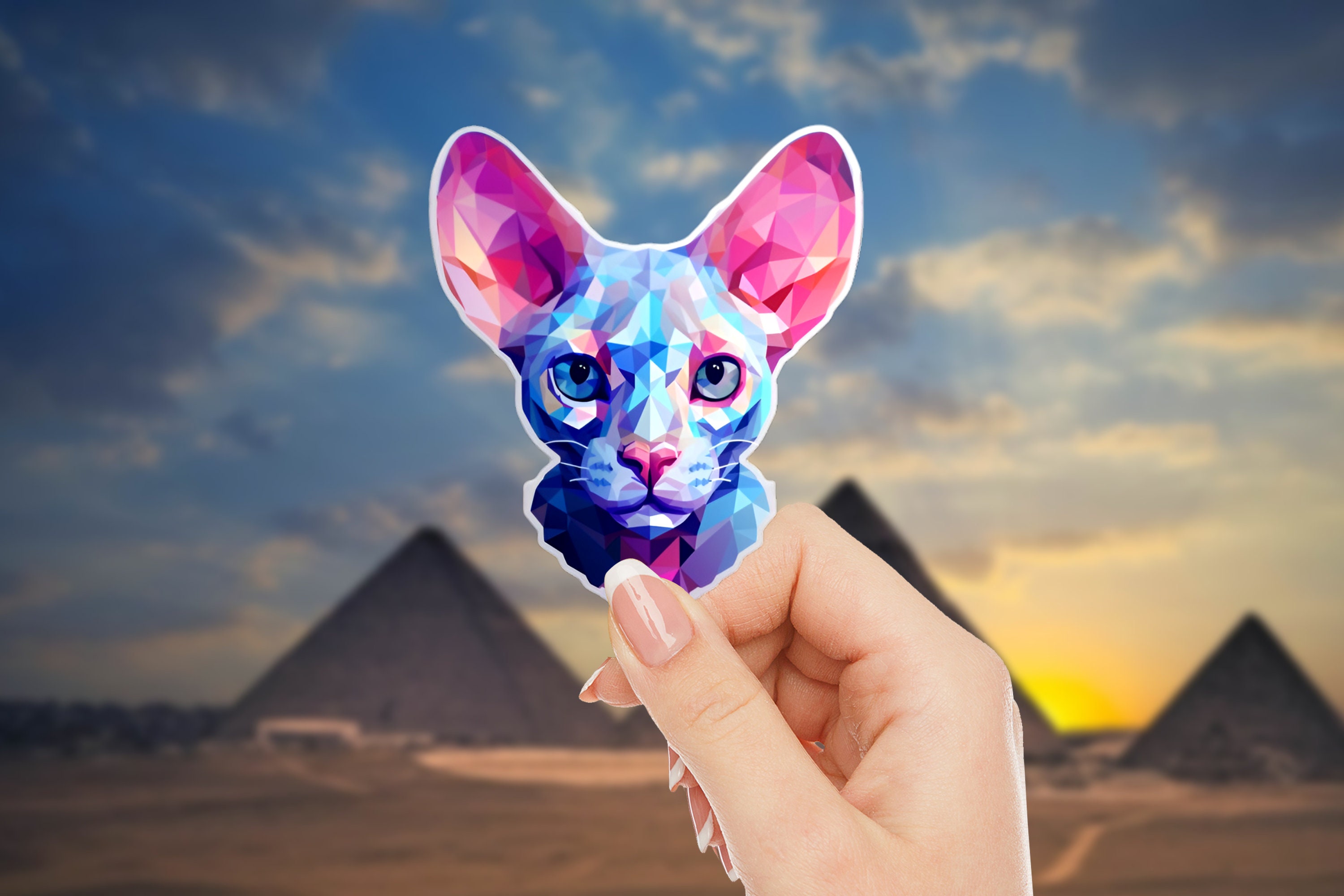 Pixelated Sphynx Cat Sticker Water-resistant Sticker for Laptops ...