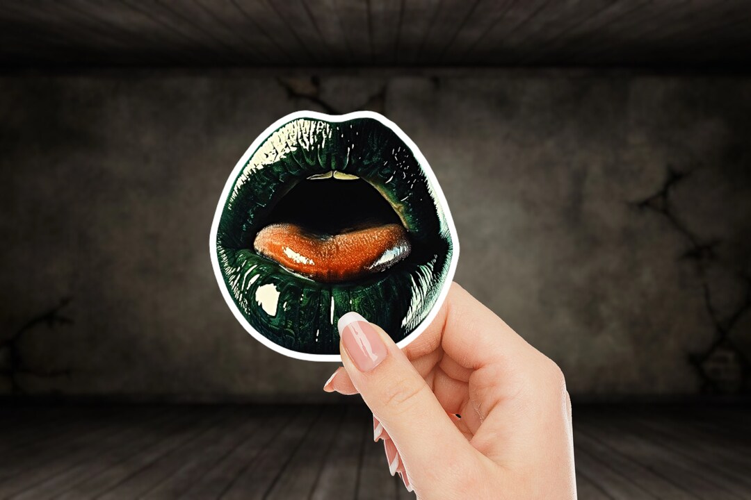 Horror Themed Green Lips Sticker Water-resistant Sticker for Laptops ...