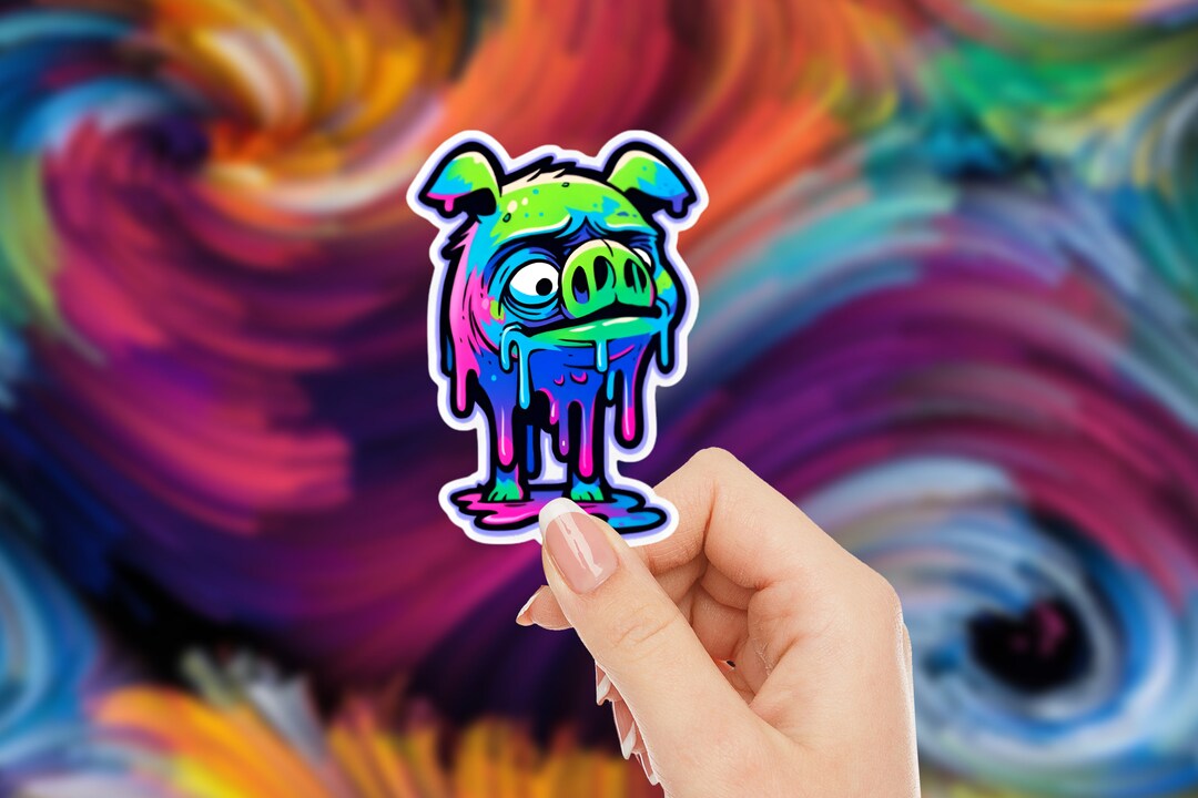 Trippy Melting Pig Sticker Water-resistant Sticker for Laptops ...