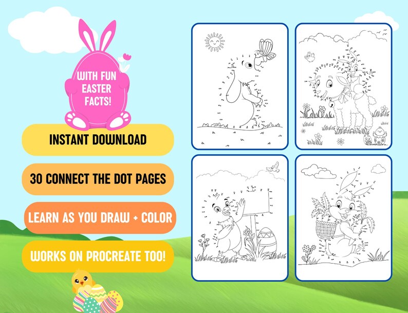 Libro para colorear de Pascua para niños: conecta los puntos: divertida ...