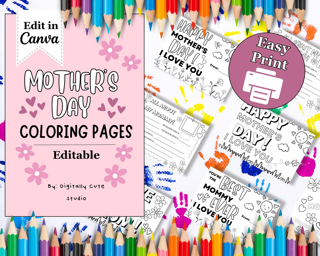 PRINTABLE Mother's Day Coloring Book for KIDS, Activity Pages, Happy ...