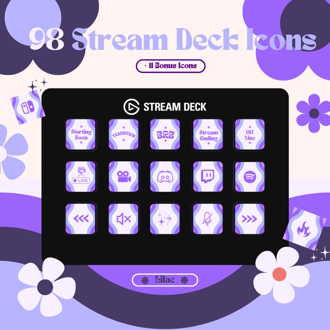 98 Lilac GROOVY Stream Deck Icons | Streamer | Twitch | Discord ...