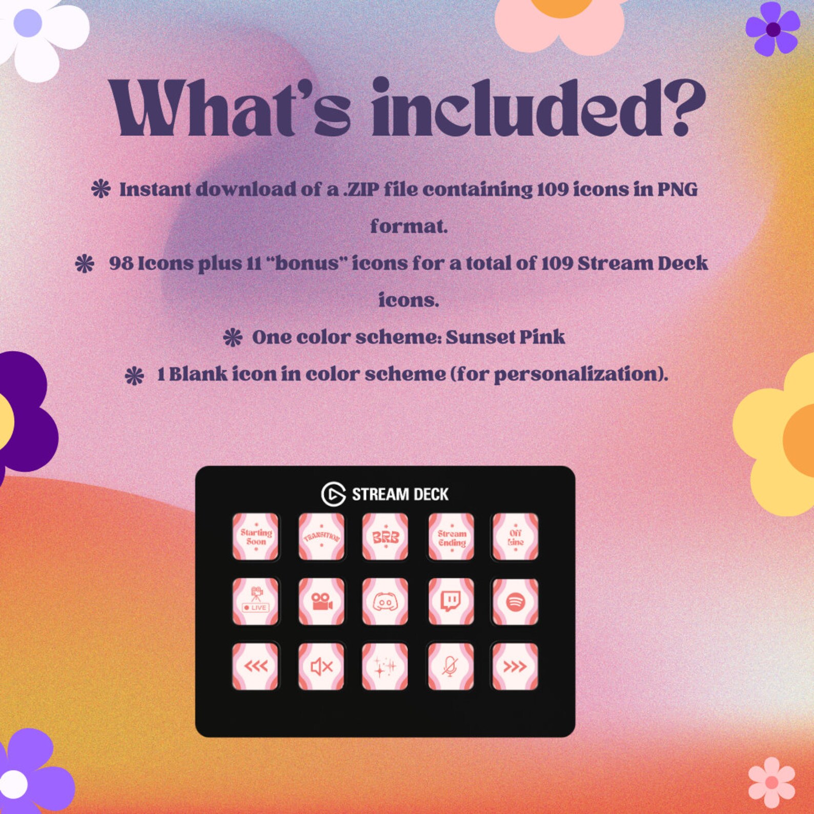 98 Sunset GROOVY Stream Deck Icons | Streamer | Twitch | Discord ...
