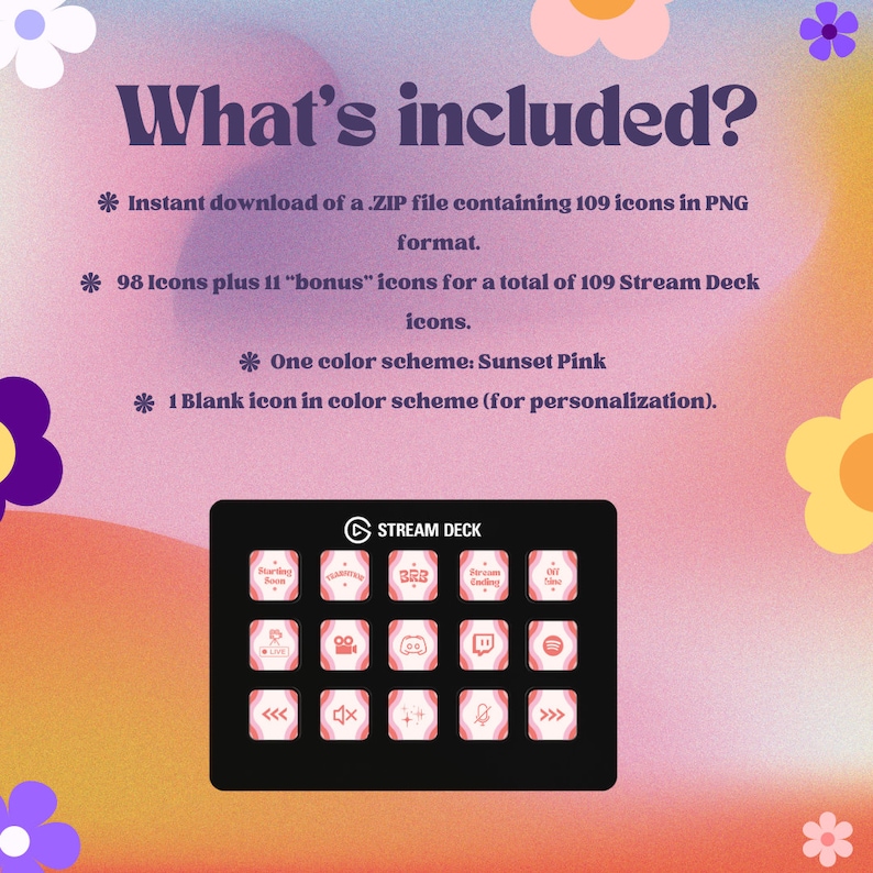 98 Sunset GROOVY Stream Deck Icons | Streamer | Twitch | Discord ...