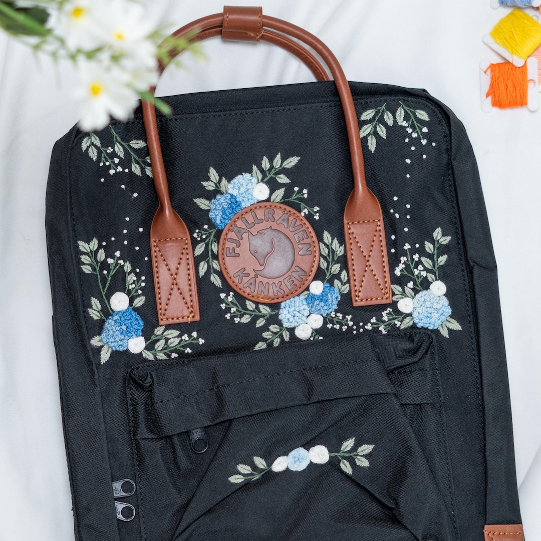 Flowers Embroidered Fjallraven Kanken Custom, 3D Flowers Embroidered ...