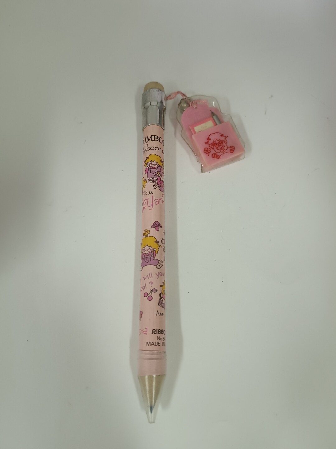 Vintage Jumbo Pencil With Mascot Message Triple Yan Yan Ribbon Japan ...