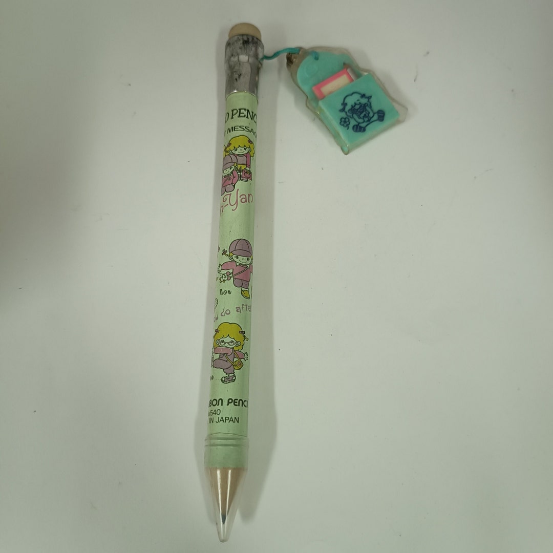 Vintage Jumbo Pencil With Mascot Message Triple Yan Yan Ribbon Japan ...