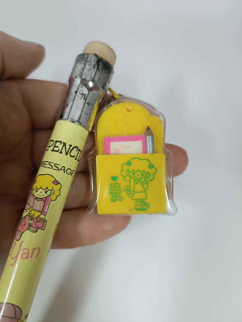 Vintage Jumbo Pencil With Mascot Message Triple Yan Yan Ribbon Japan ...