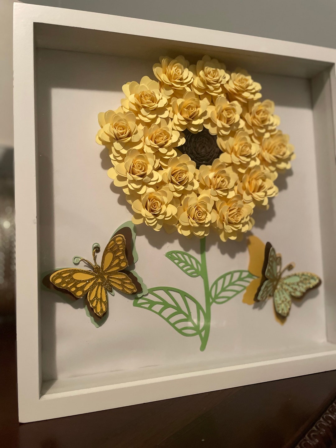 Custom Order Shadow Box Art | Paper Rose Gift Box | Paper Flower Shadow ...