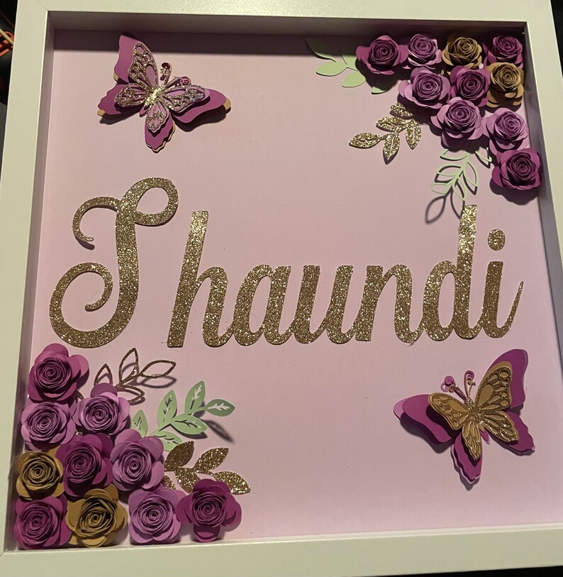 Personalized Name Shadow Box | Paper Rose Gift Box | Paper Flower Shadow Box | Customized Gift ...
