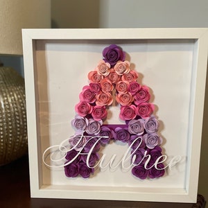 Personalized Letter Shadow Box | Paper Rose Gift Box | Paper Flower ...