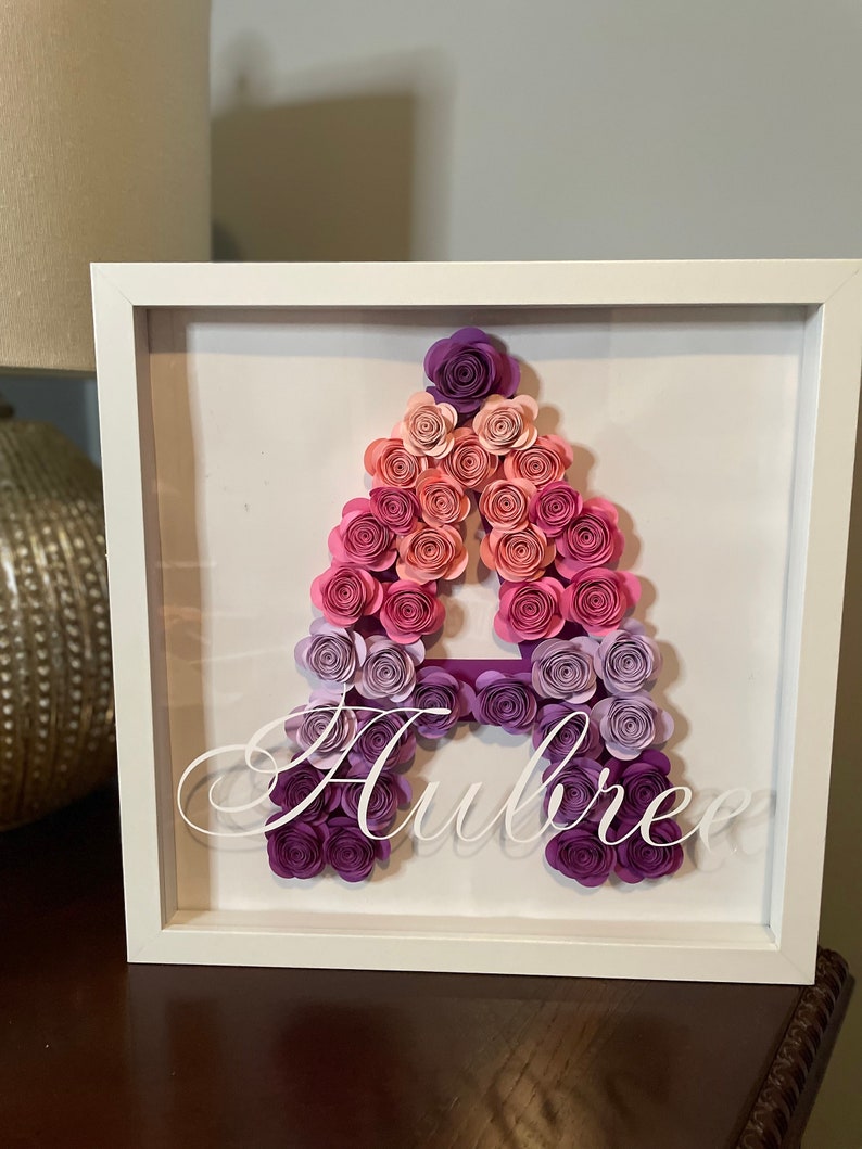 Personalized Letter Shadow Box | Paper Rose Gift Box | Paper Flower ...