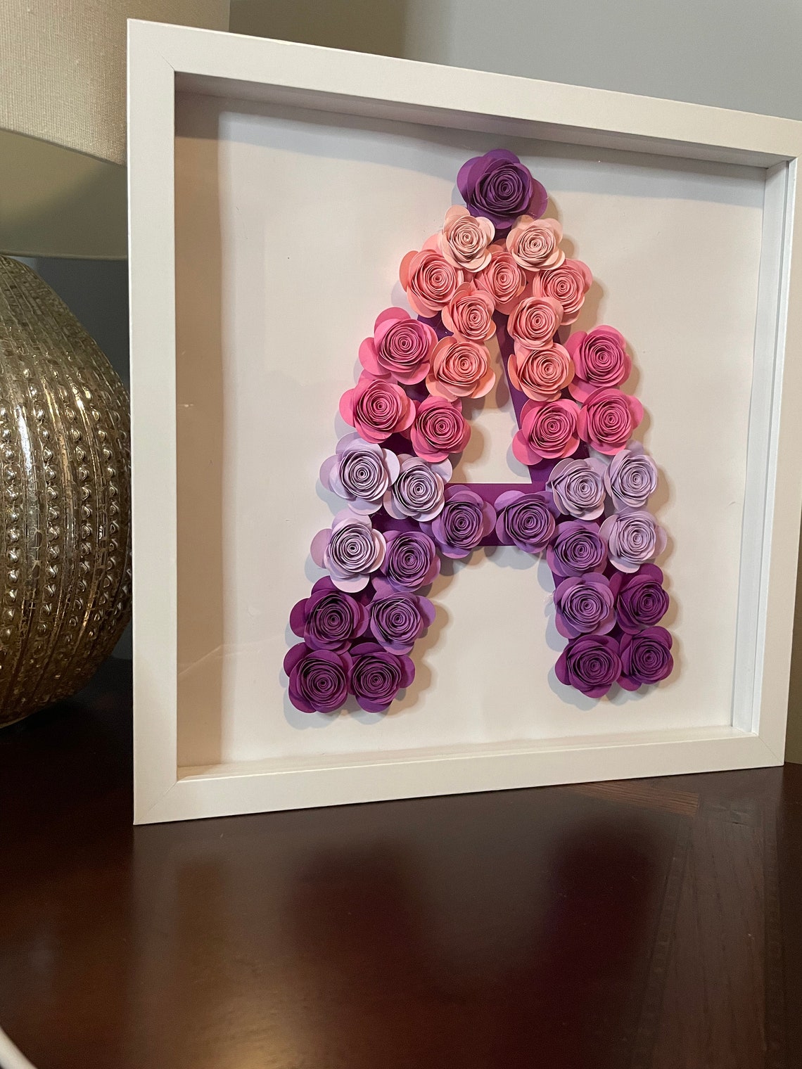Personalized Letter Shadow Box | Paper Rose Gift Box | Paper Flower ...
