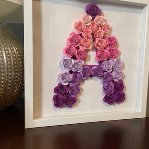 Personalized Letter Shadow Box | Paper Rose Gift Box | Paper Flower ...