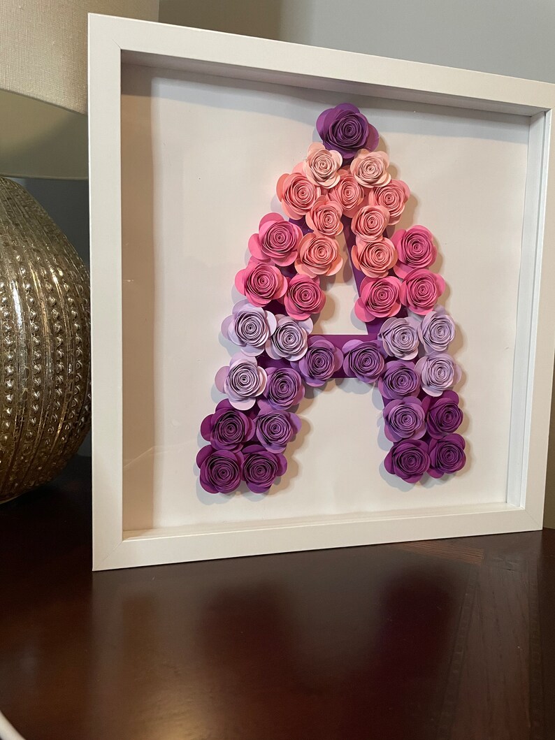 Personalized Letter Shadow Box | Paper Rose Gift Box | Paper Flower ...