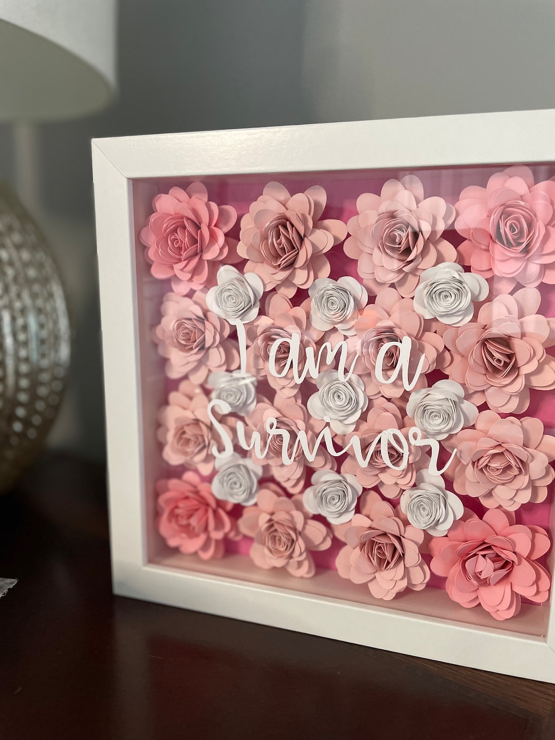 Personalized Breast Cancer Survivor/awareness Shadow Box Paper Flower ...
