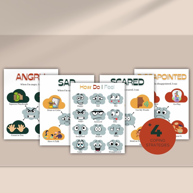 Feelings Chart , Coping Skills Poster, Calming Corner, Emotion Chart ...