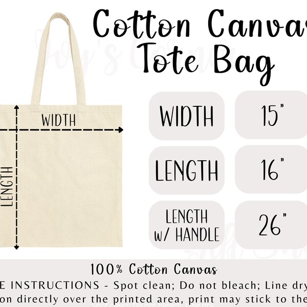 Size Chart for Tote Bags - Etsy