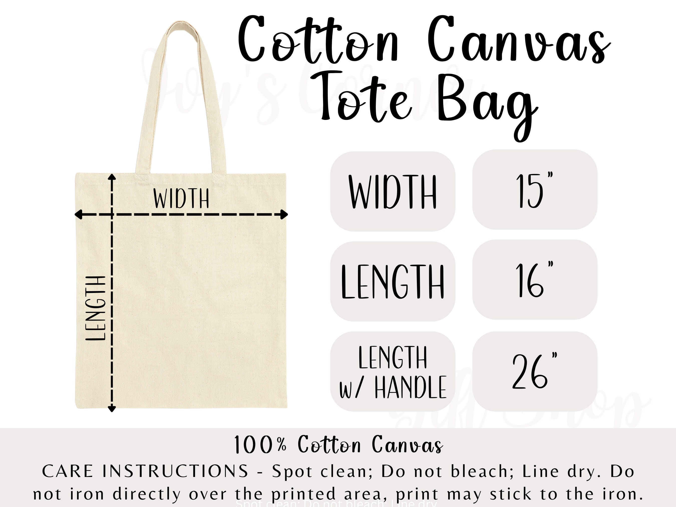 Tote Bag Size Chart, Canvas Tote Bag Template for POD Liberty Bags ...