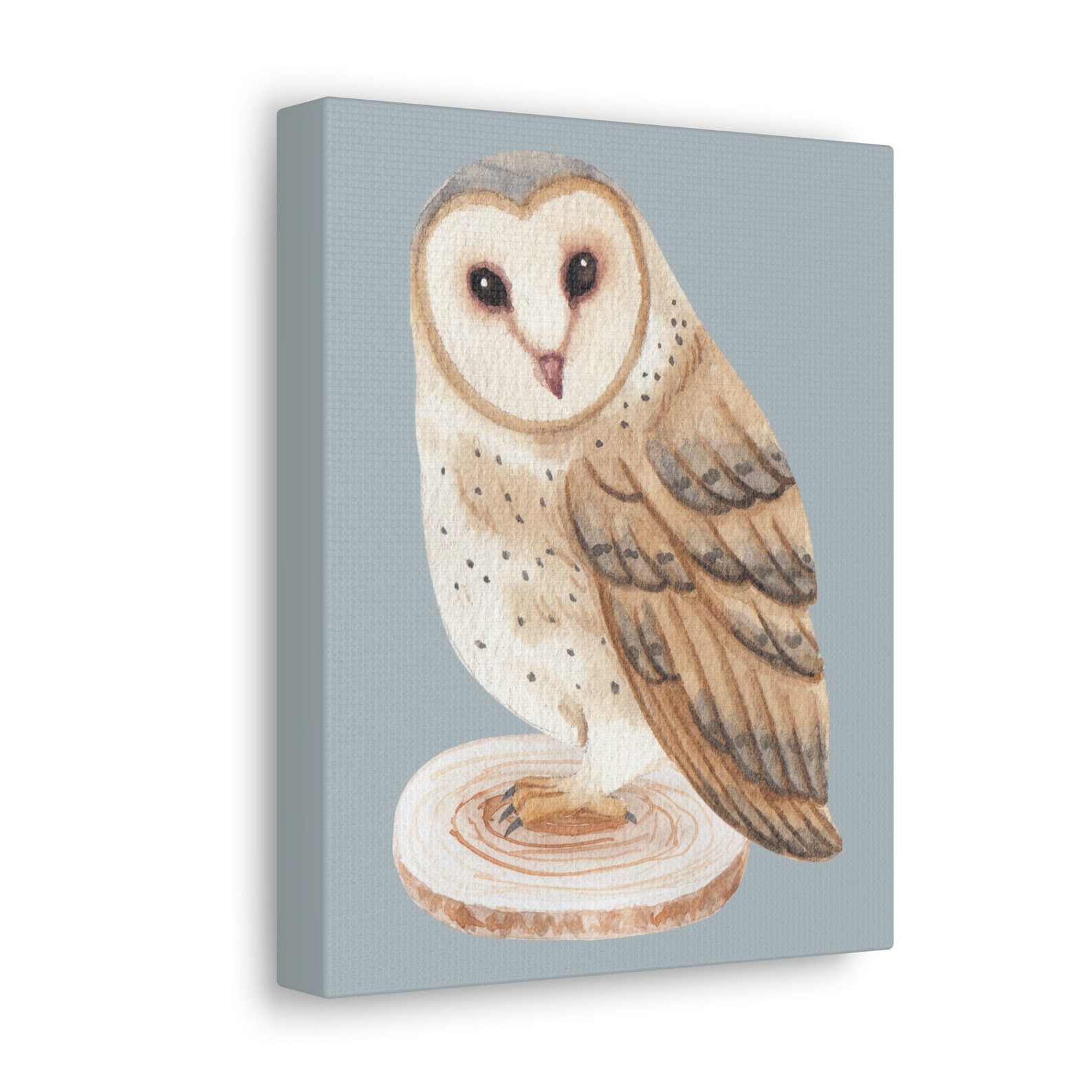 Watercolor Owl Wall Hanging Beautiful Owl Light Grey Canvas Wall Art in ...