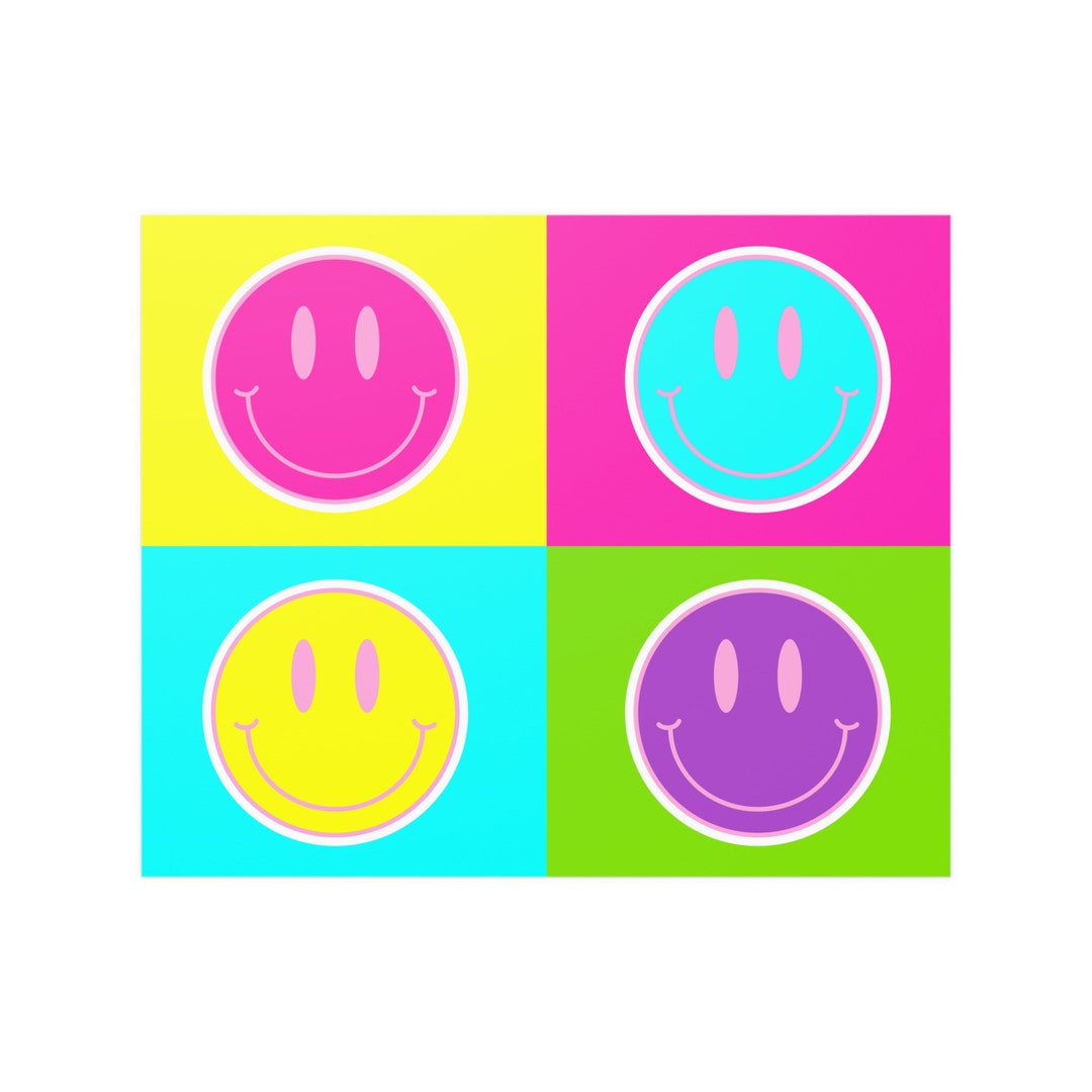 Smiley Pop Art Poster Pop Art Smiley Face Colorful Satin - Etsy