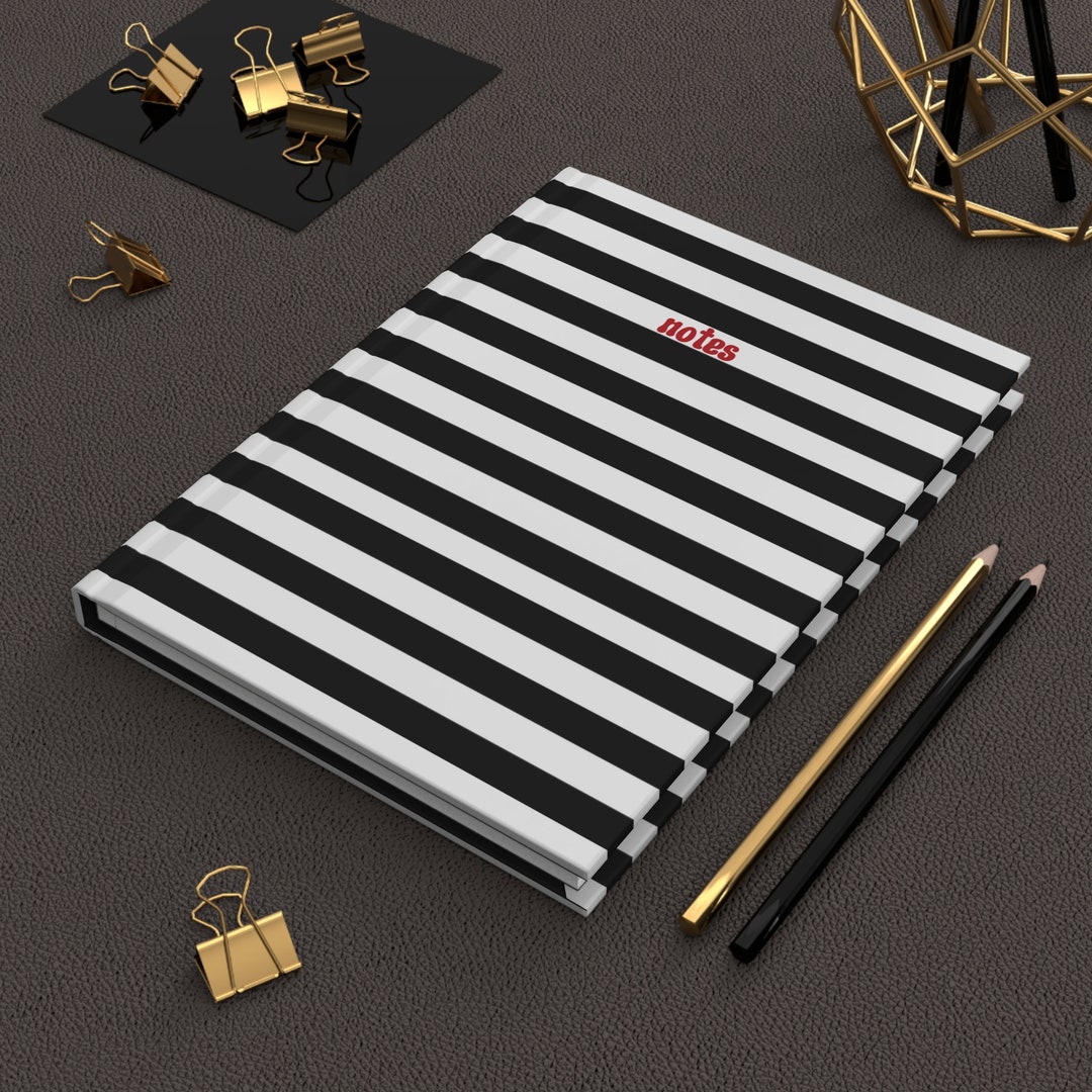Striped Journal, Black and White Striped Hardcover Journal Notes, Notes ...