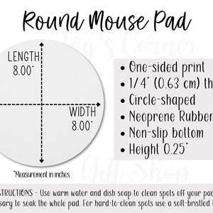 Circle Mouse Pad Size Chart, Mouse Pad Size Guide Chart for POD, Round ...