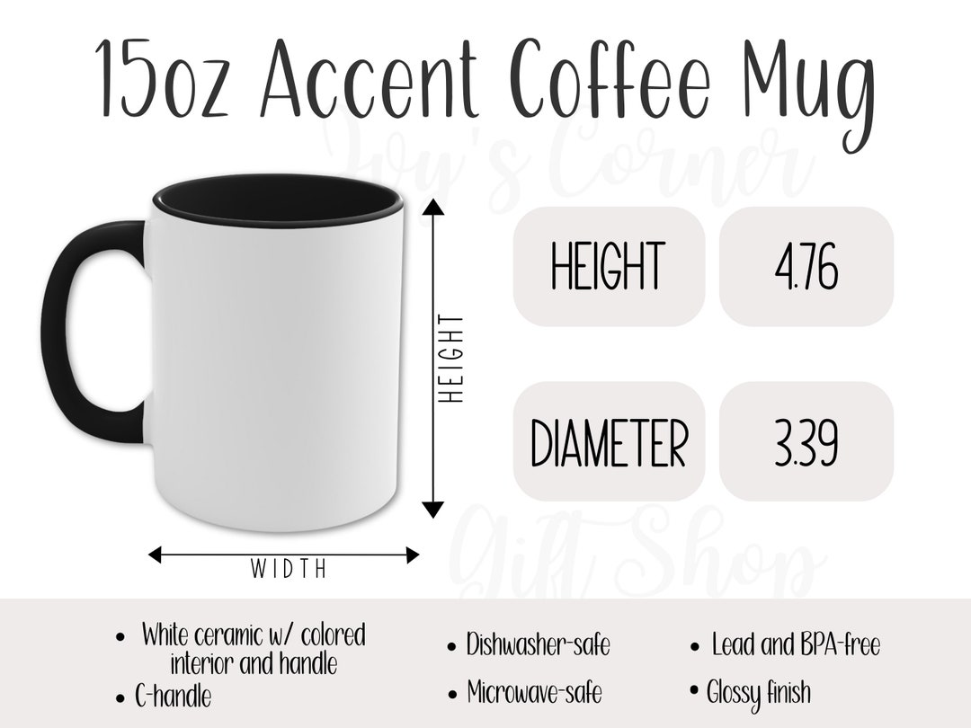 Two Tone Coffee Mug Size Chart, Size Chart Template for POD Product ...