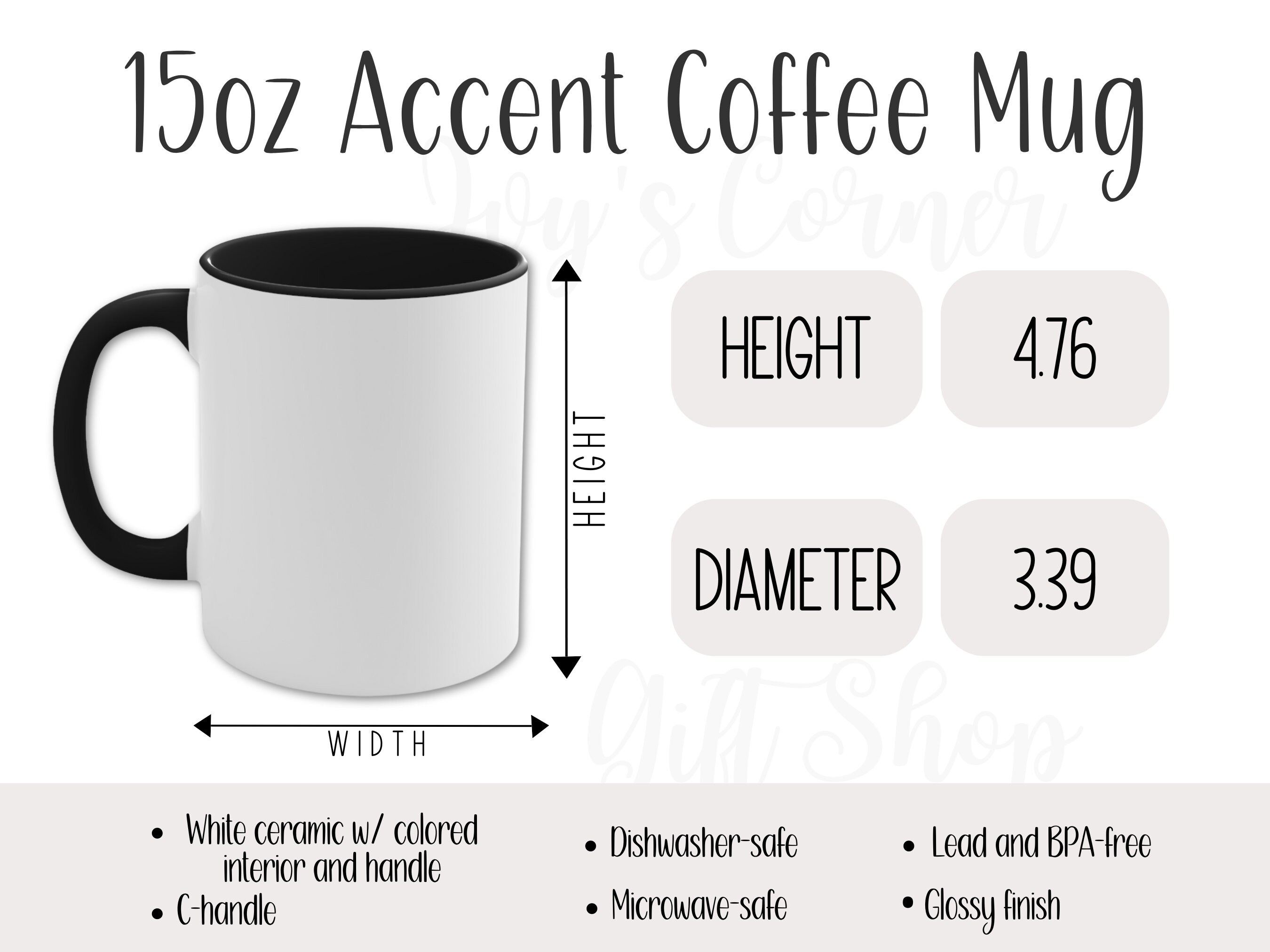 Two Tone Coffee Mug Size Chart, Size Chart Template for POD Product ...