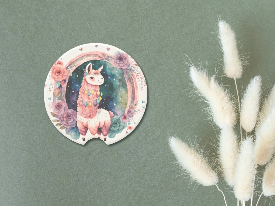 Boho Llama Car Coasters Cute Llama Soapstone Car Coasters Gift for ...