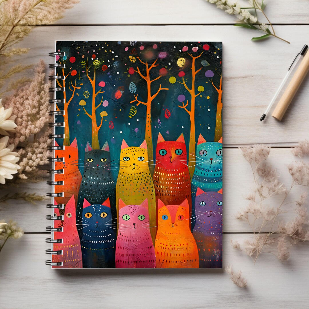 CATS Spiral Notebook Cat Art Small Notebook for Workplace Cat Gift for ...