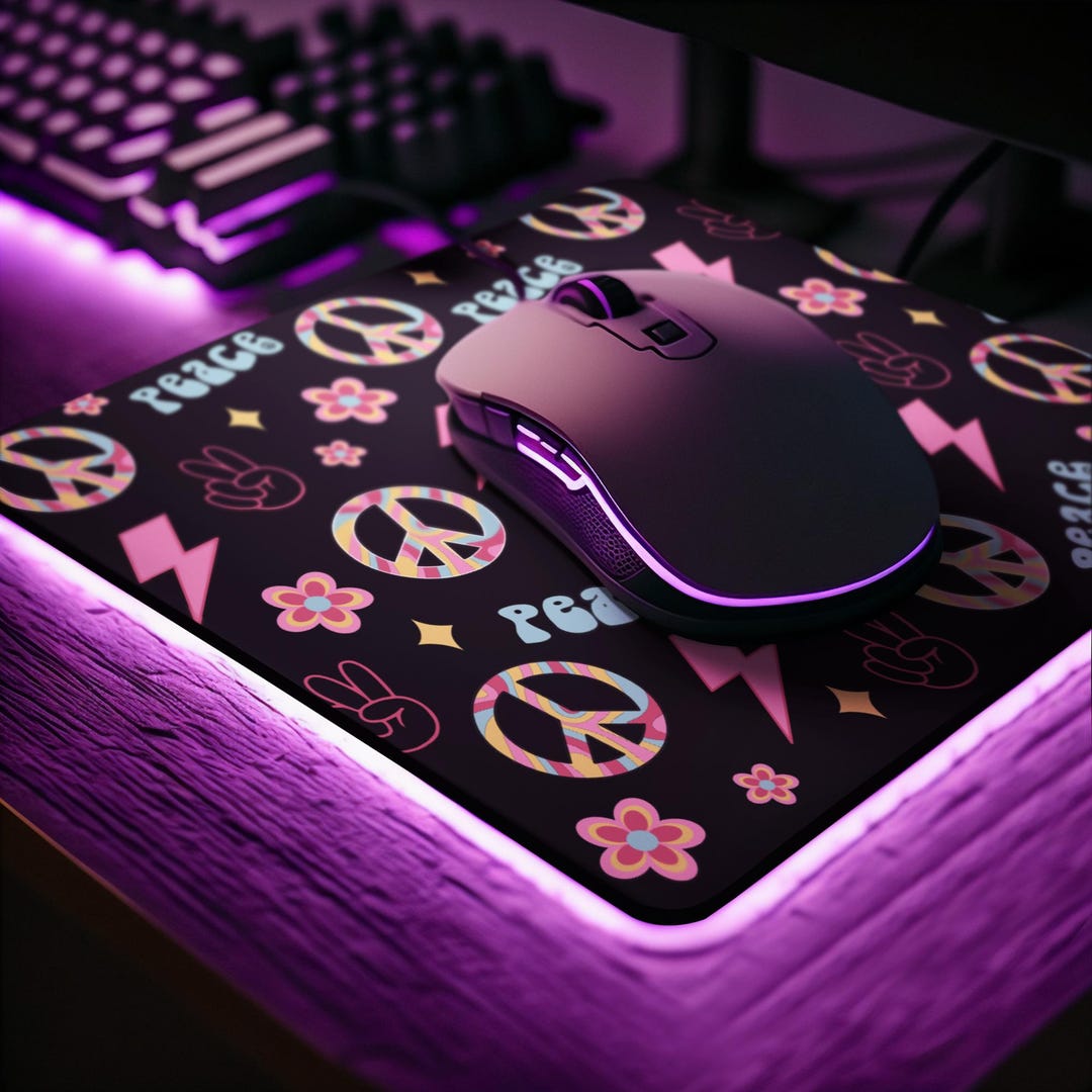 Peace Sign Mouse Pad Gift for Teen Computer Gift Peace Black ...