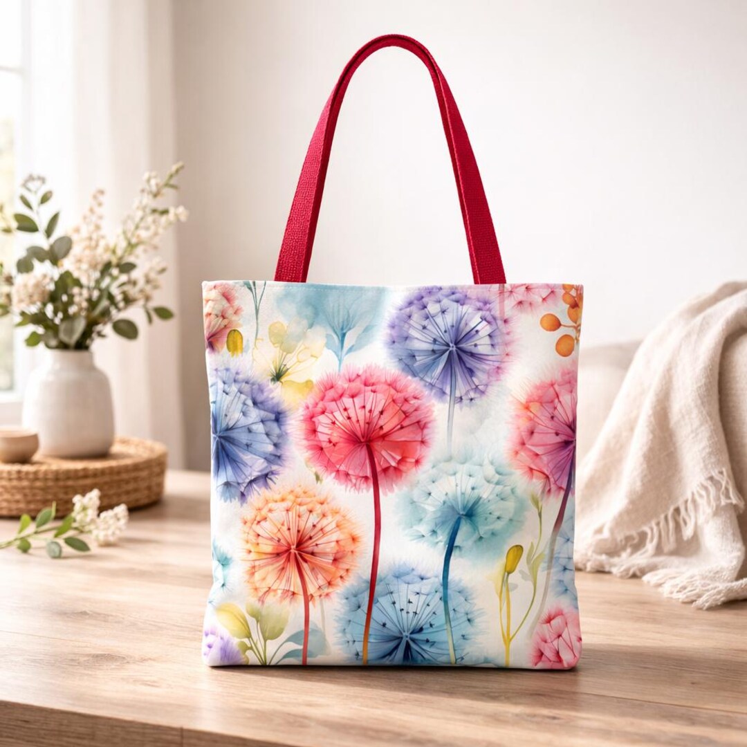 Abstract Dandelion Tote Bags Colorful Dandelion Flower Tote Bag Gift ...