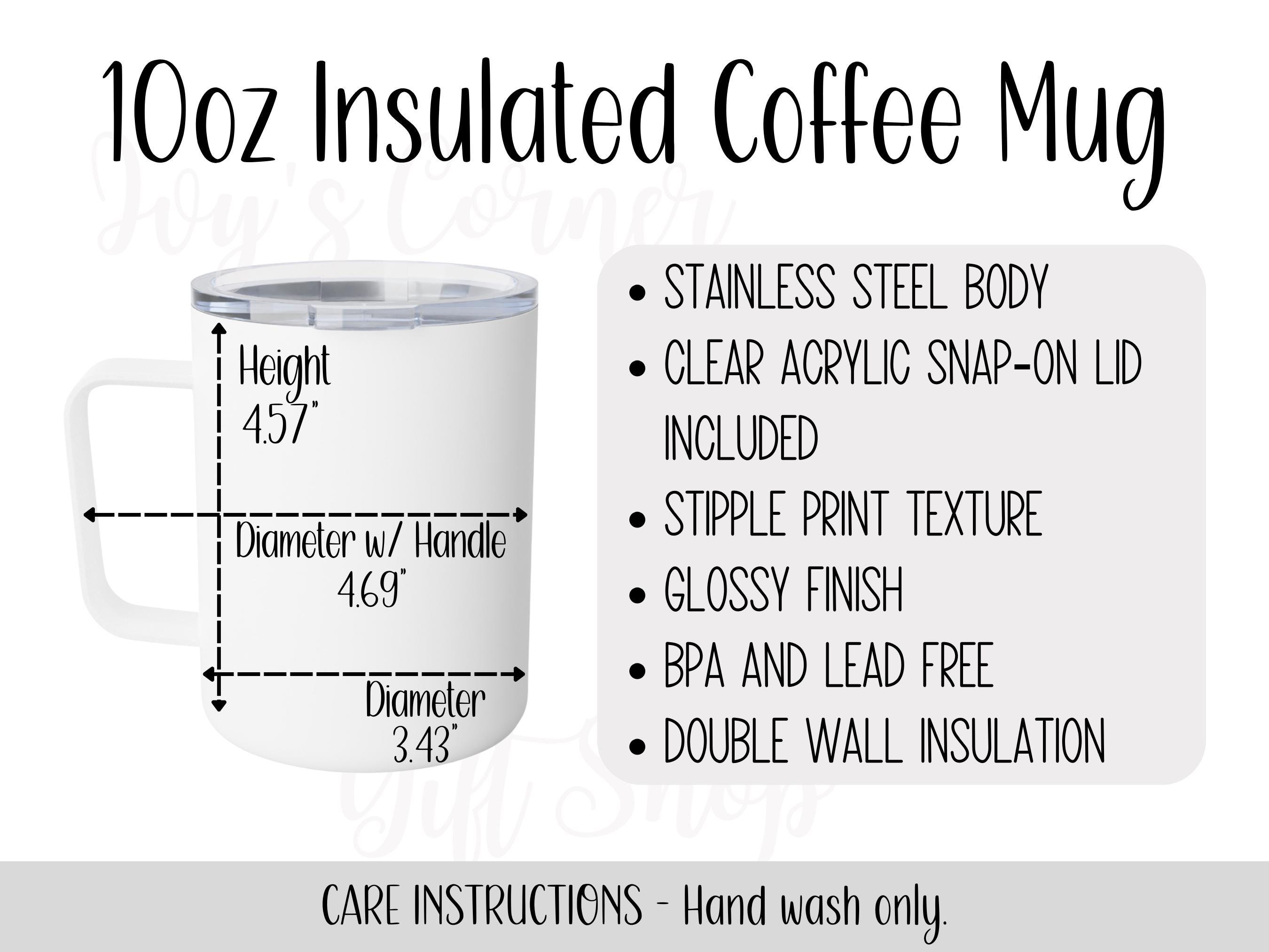 Insulated Coffee Mug Size Chart, 10oz Travel Mug Size Chart, Mug With ...