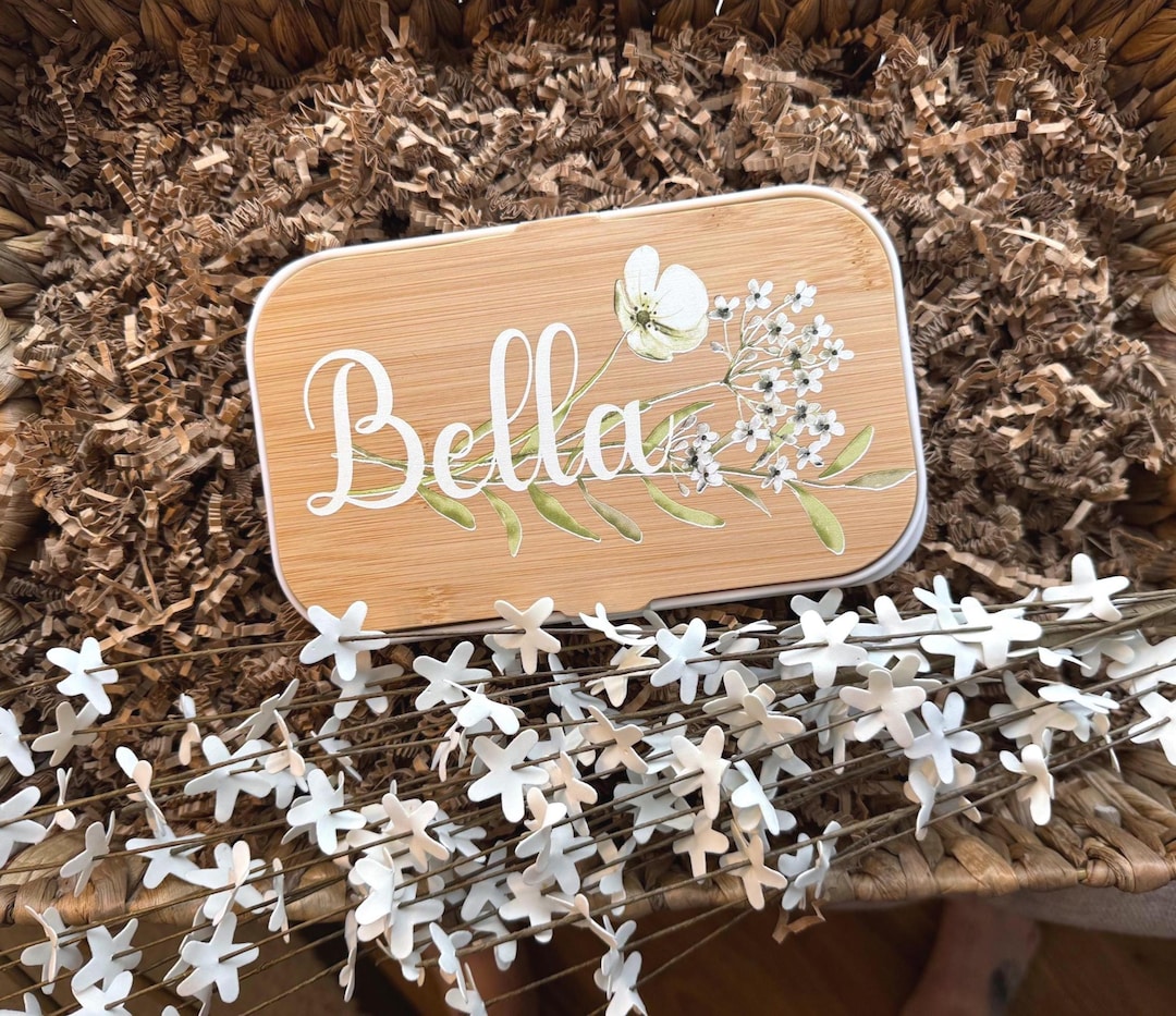 Personalized Bento Box Wildflower Custom Name on Lunchbox Wooden Lid ...
