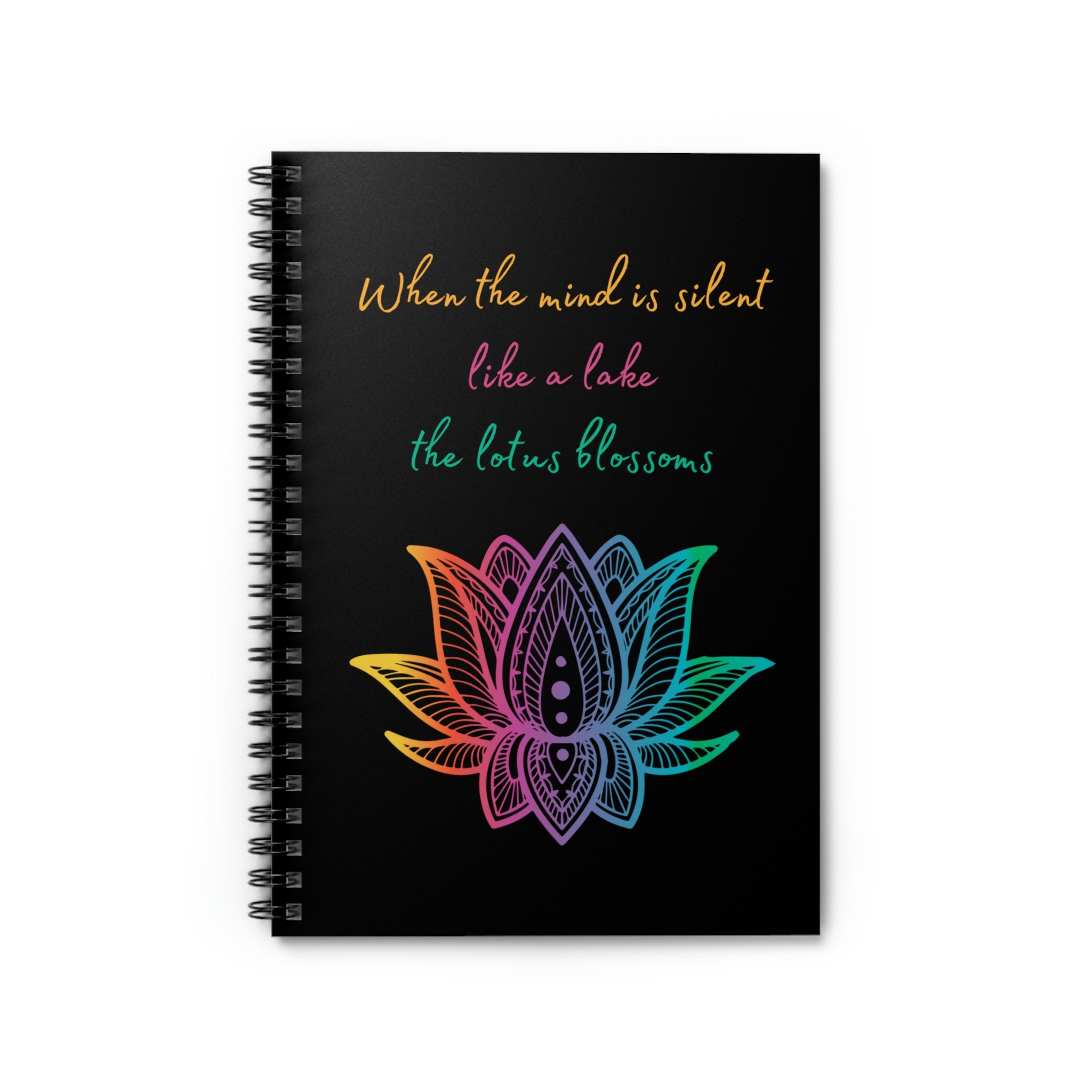 Lotus Flower Notebook Gradient Colored Lotus Flower Bloom With Inspirational Quote Spiral ...
