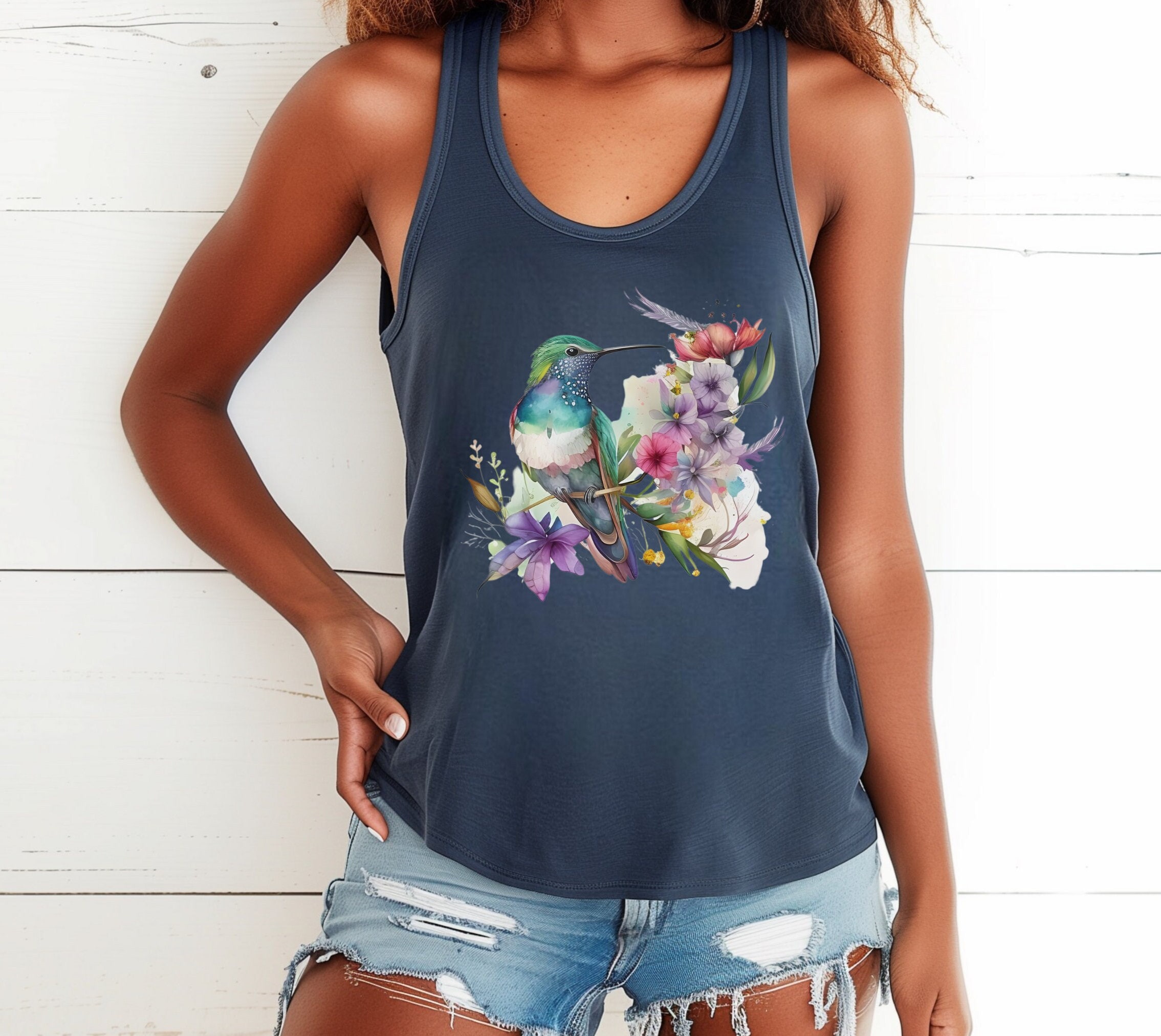 Watercolor Hummingbird Racerback Tank Top, Women's Sleeveless Shirt - Etsy