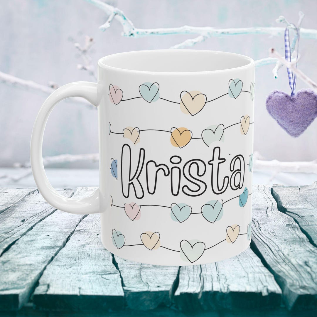 Personalized Heart Strings Mug Gift for Her Cute Custom Name on Mug ...