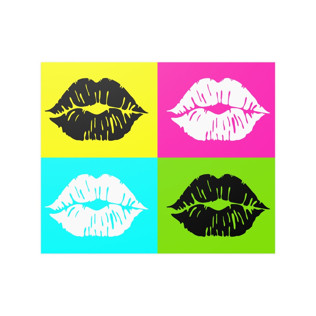 Pop Lips Art Poster Pop Art Lip Print White & Black Satin - Etsy