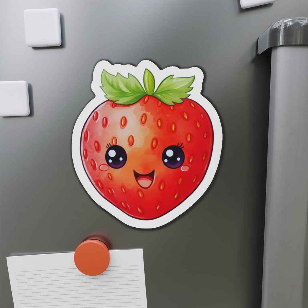 Happy Strawberry Magnet for Kid, Retro Smiling Strawberry Magnet, Kids ...