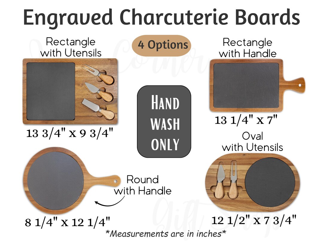 Engraved Charcuterie Boards Size Chart With Names, Charcuterie Board ...