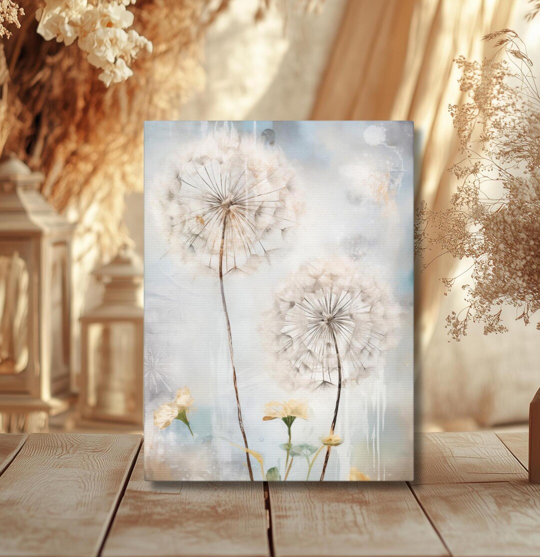 Dandelions Wall Art Watercolor Dandelion Canvas Art Pretty Floral Wall ...