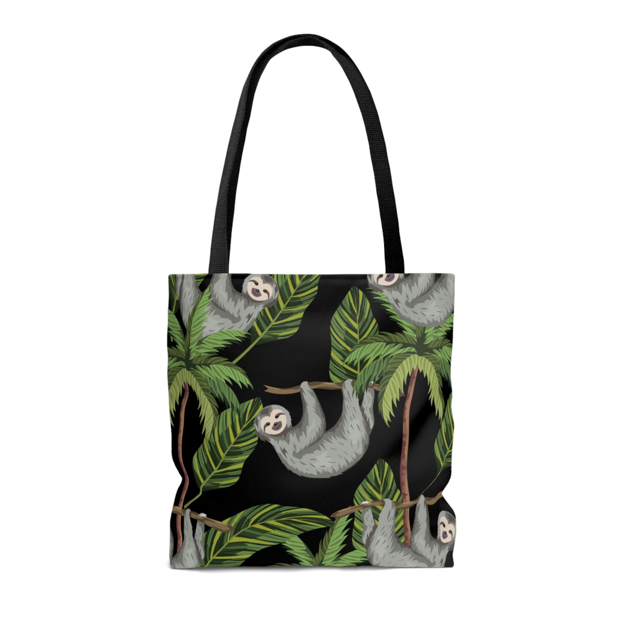 Tropical Sloths Tote Bag Sloths & Palm Trees Black Medium Tote Beach ...
