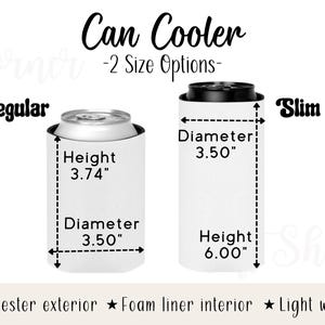 Can Cooler Size Chart for Regular and Slim Can Guide, Size Guide Mockup ...