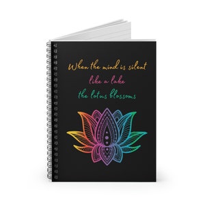 Lotus Flower Notebook Gradient Colored Lotus Flower Bloom With Inspirational Quote Spiral ...