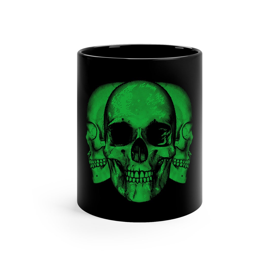 3D Green Skull Xray Coffee Mug Green Skull Xray Image Black Mug Cool ...