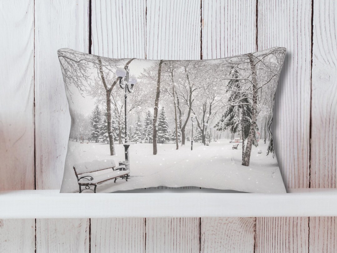 Winter Snow Scene Pillow Pretty Snow Throw Pillows for Couch Beautiful ...