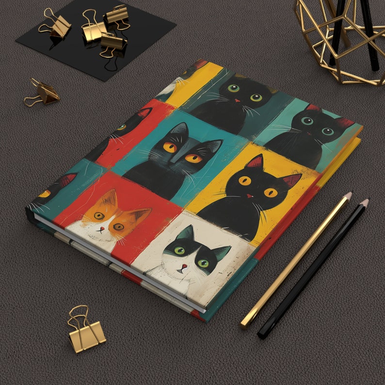 Cat Art Journal Block Art Cats Hardcover Matte Journals Cat Gift for ...