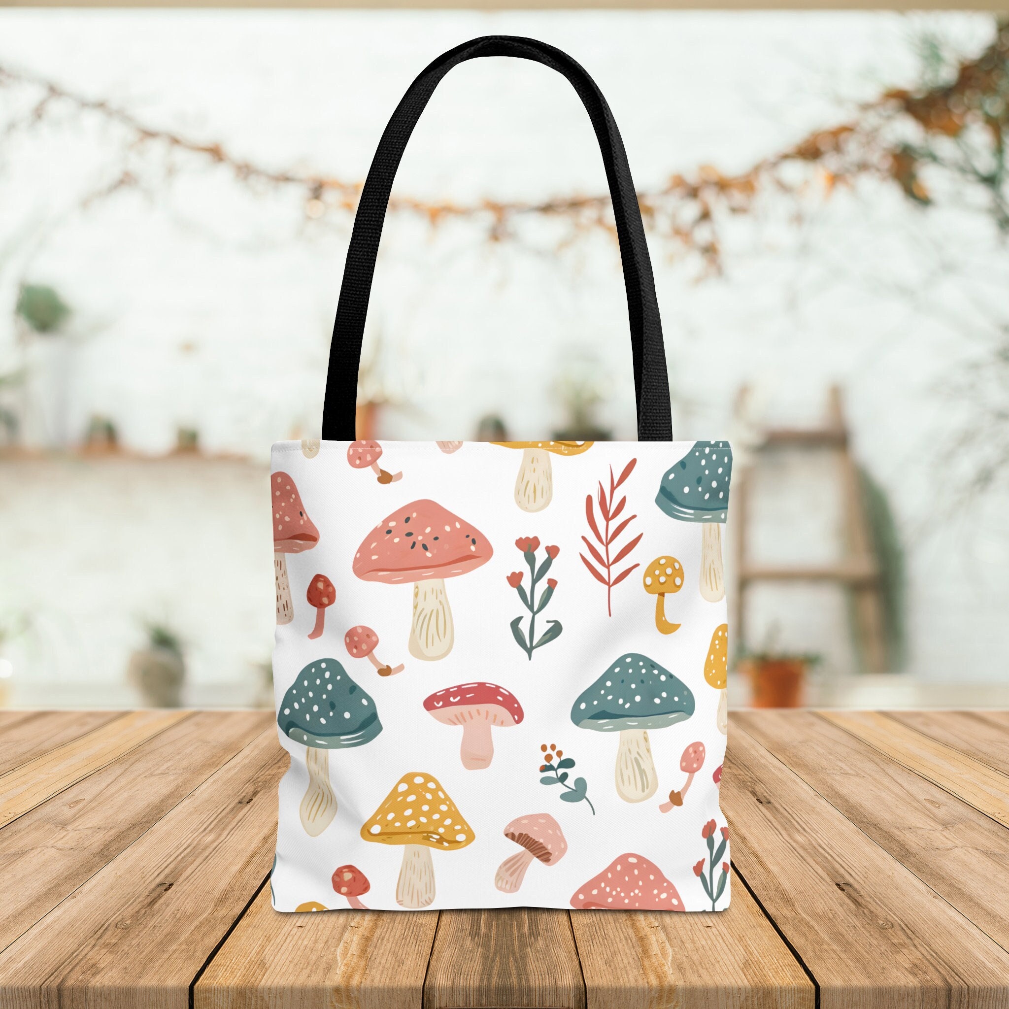 Mushrooms Tote Bag Mushroom AOP Small White Tote Bag Gift for Mushroom ...